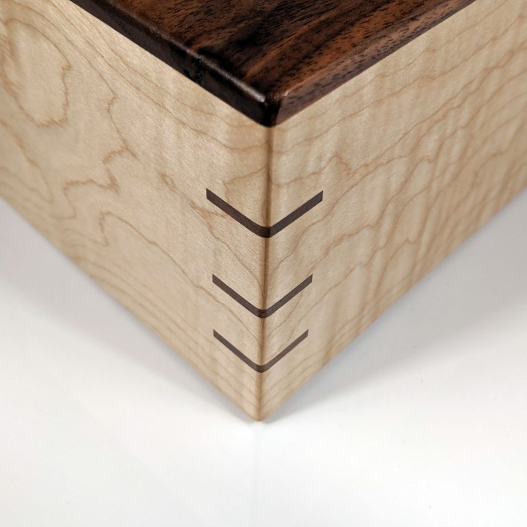 Solid Texas Black Walnut With Tiger Maple Sides / Walnut Splines – Handmade Tissue Box Cover ...
